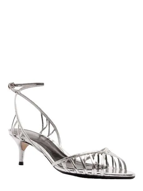 ALEXANDRE BIRMAN Solene Kitten Heel Caged Sandals - Silver