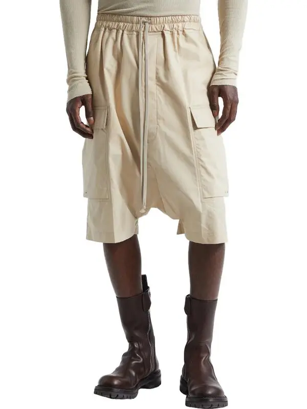 Rick Owens Temple Pods Drawstring Cargo Shorts - Sand