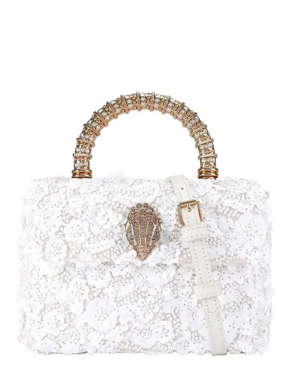 Kurt Geiger Mini Kensington Sequin Top Handle Bag - Open White