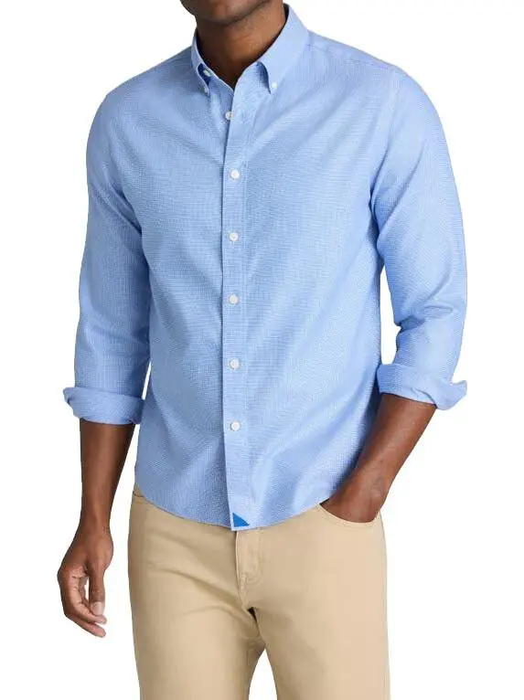 UNTUCKIT Jamison Regular Fit Microchedk Wrinkle Free Cotton Button-down Shirt - Blue