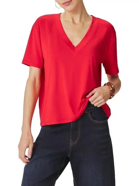 Splendid Kacey V-neck Short Sleeve T-shirt - Scarlet Red