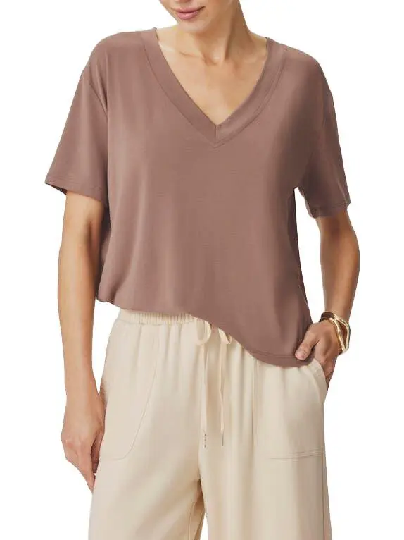 Splendid Kacey V-neck Short Sleeve T-shirt - Wicker Beige