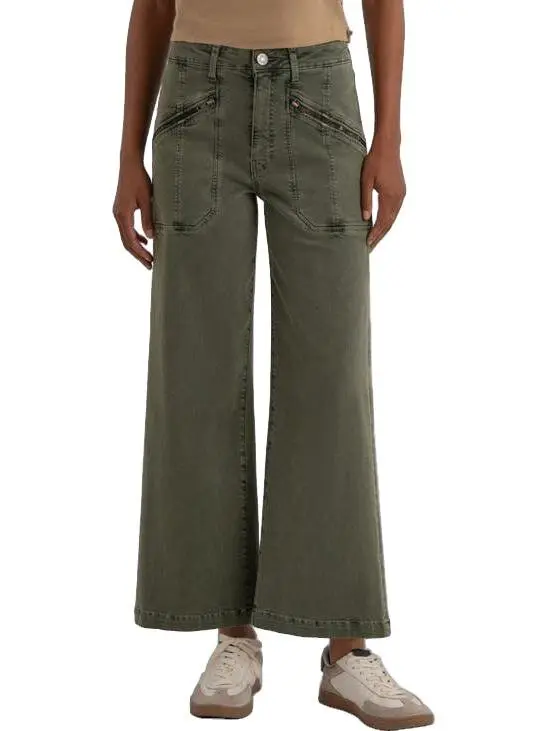 Kut From The Kloth High Waist Wide Leg Jeans With Zip Pockets - Seaweed
