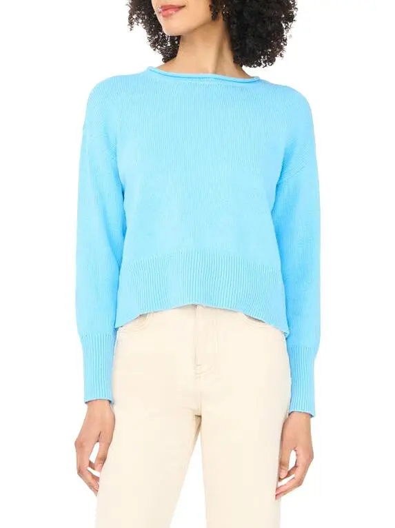 Vince Camuto Roll Neck Cotton Sweater - Blue