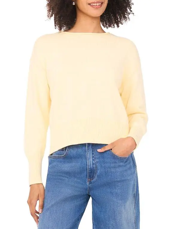 Vince Camuto Roll Neck Cotton Sweater - Cream Yellow