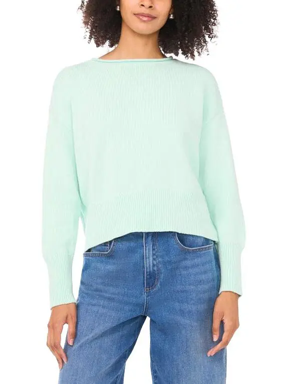 Vince Camuto Roll Neck Cotton Sweater - Light Mint