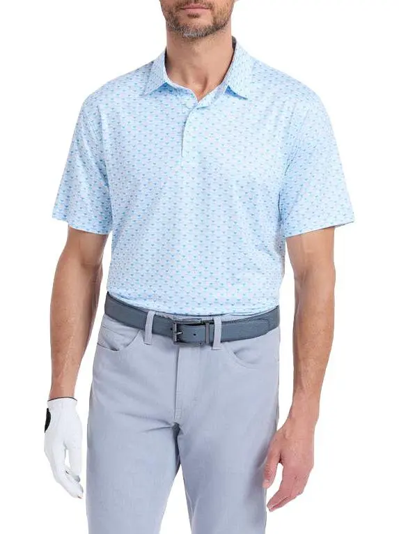 Robert Graham Links & Drinks Performance Golf Polo - Light Blue