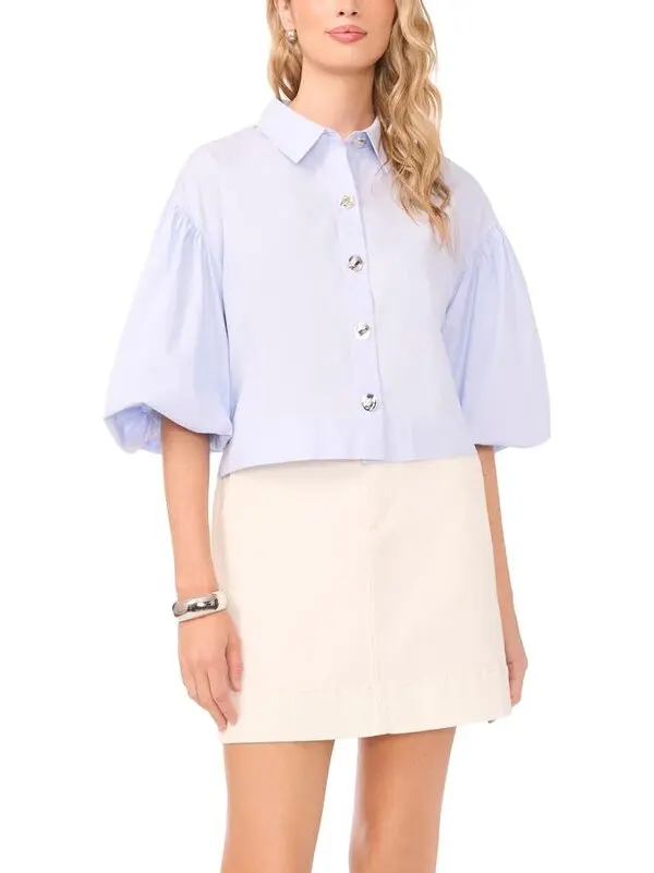 Vince Camuto Puff Sleeve Boxy Shirt - Sky