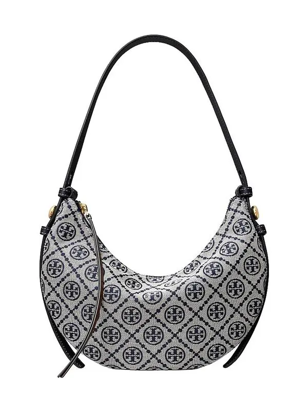 Tory Burch Romy T Monogram Crescent Shoulder Bag - Tory Navy