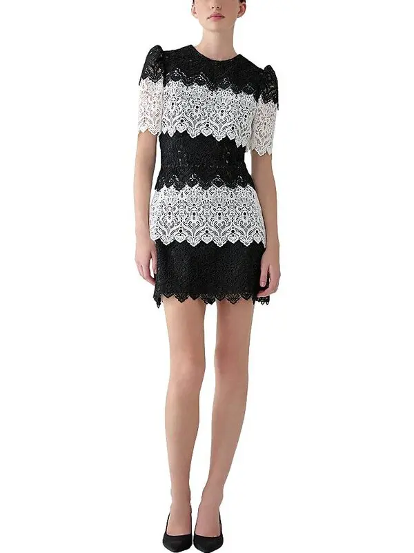 Carolina Herrera Tiered Lace Mini Dress - Black/white