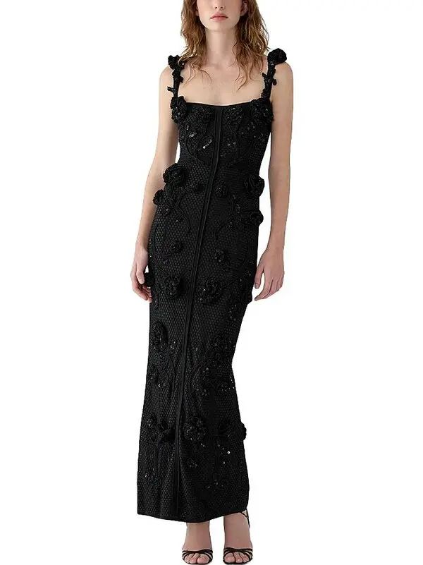 Carolina Herrera Crocheted Sequinned Gown - Black