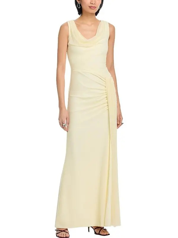 Aqua Cowl Neck Mesh Dress - Butter
