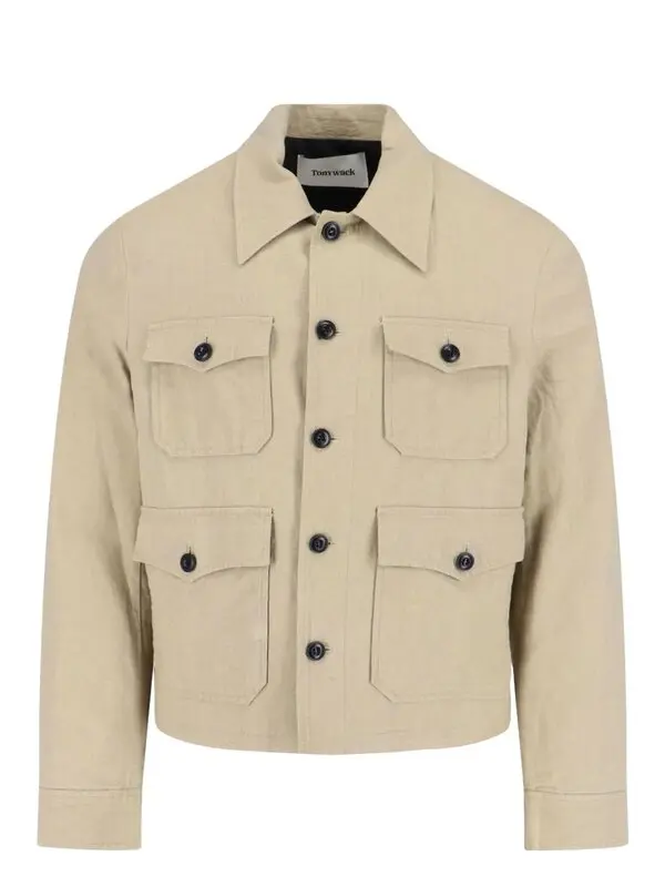 TONYWACK Linen Blend Button Jacket - Beige