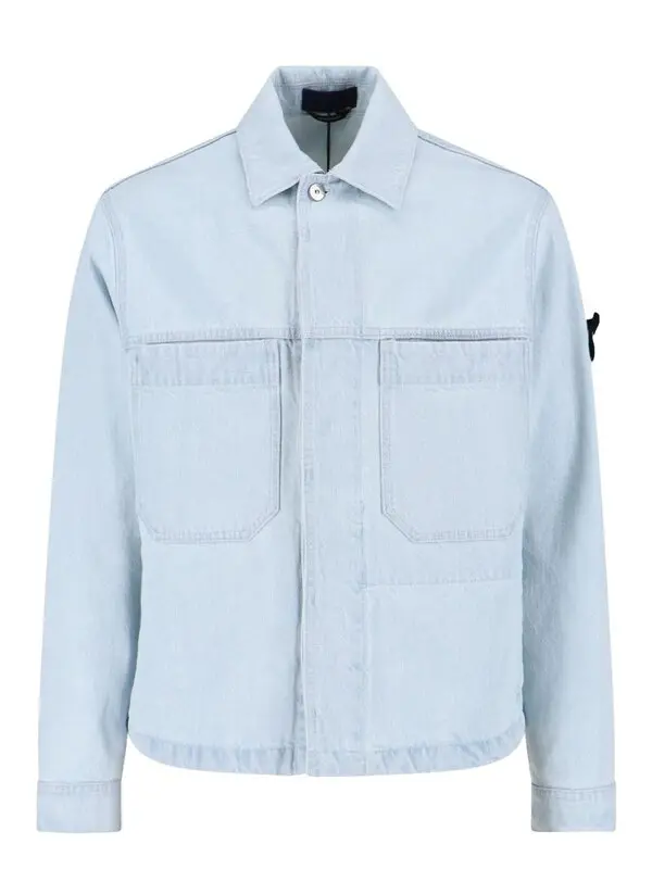 Stone Island Indigo Ultra Bleached Denim Jacket - Light Blue
