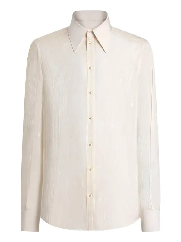 Dolce & Gabbana Gold Shirt In Silk Jacquard - White