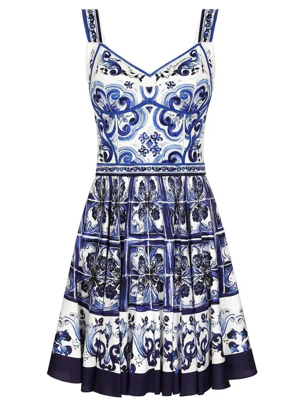 Dolce & Gabbana Short Majolica Print Dress - Multicolor