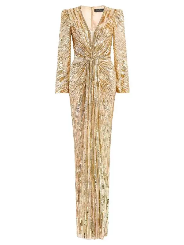 Jenny Packham Darcy Sequin-embellished Maxi Dress - Neutrals