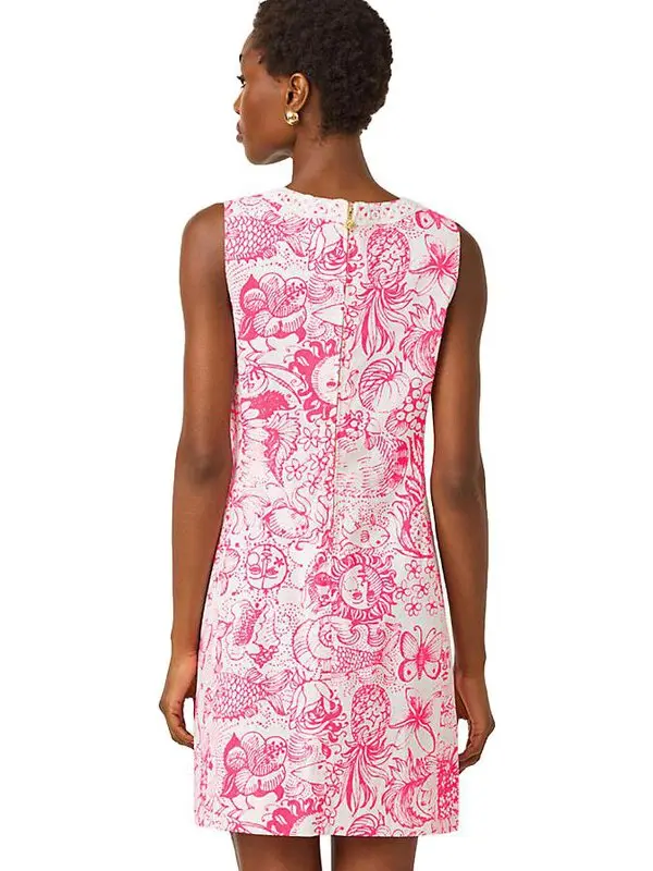 LILLY PULITZER Stretch Shift Dress With Lilly Lace Trim - Cherry Blossom Pink Fleur De Lilly