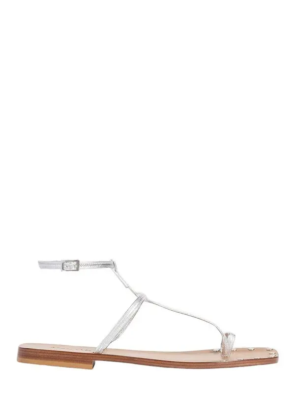 Johanna Ortiz Maze Trek Metallic Leather Sandals - Silver