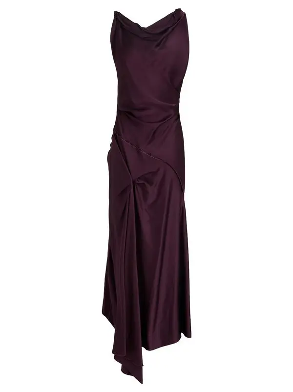 Victoria Beckham Draped Satin-crepe Maxi Dress - Grape