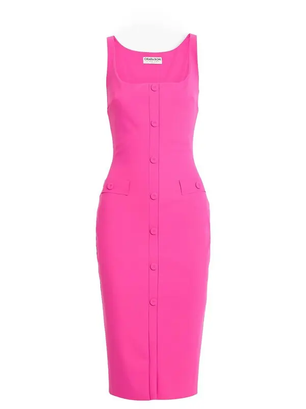 Chiara Boni La Petite Robe Josuke Embellished Stretch-jersey Midi Dress - Bright Pink