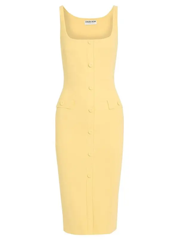 Chiara Boni La Petite Robe Josuke Embellished Stretch-jersey Midi Dress - Yellow