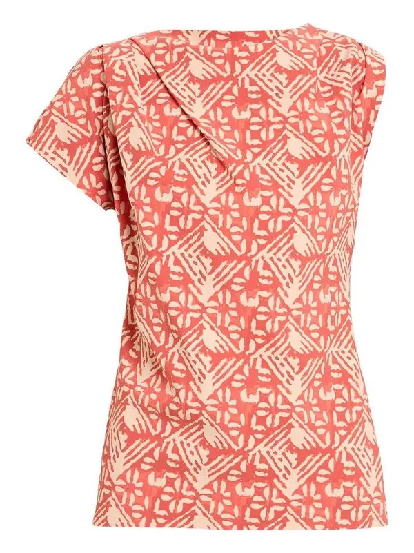 Chiara Boni La Petite Robe Teruo Draped Printed Top - Tomato Red
