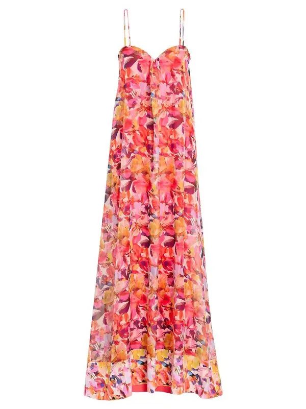 Chiara Boni La Petite Robe Junji Draped Floral-print Chiffon Maxi Dress - Papaya