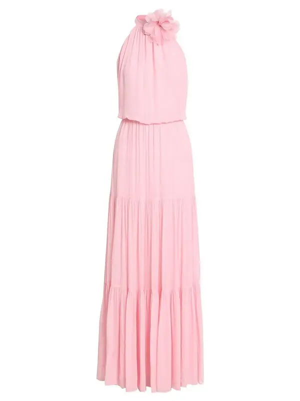 Retrofete Stephanie Open-back Chiffon Maxi Dress - Pink