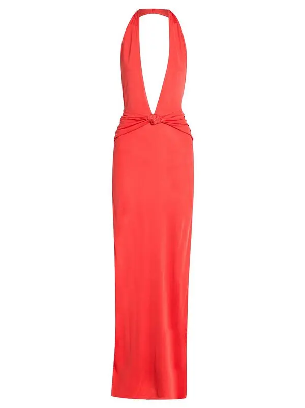 Retrofete Corralee Openback Jersey Halterneck Maxi Dress - Red