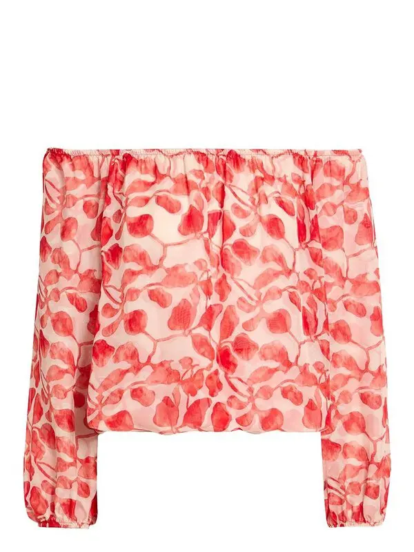 Chiara Boni La Petite Robe Floral-print Off-the-shoulder Top - Red