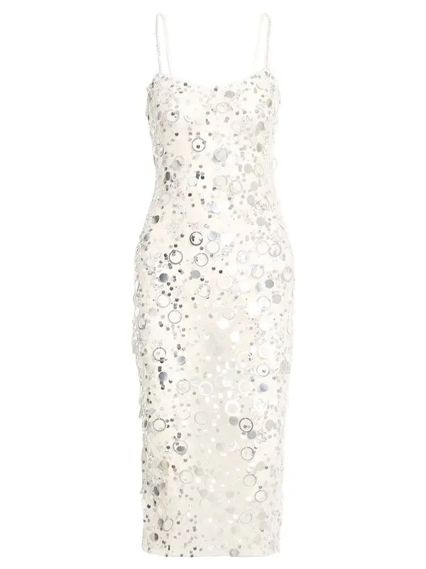 Retrofete Mischa Embellished Tulle Midi Dress - Silver