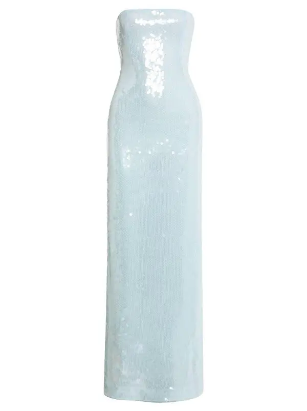 Retrofete Sequined Tulle Maxi Dress - Sky Blue