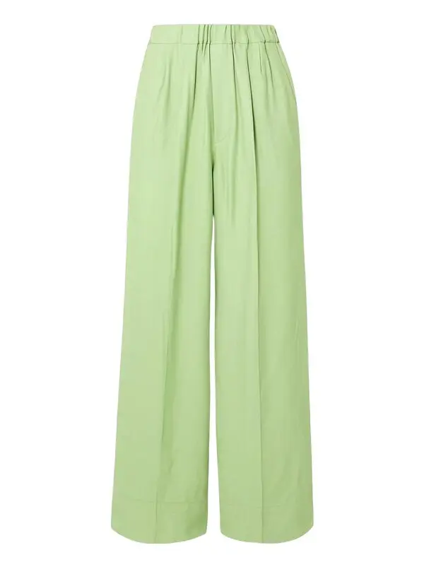 Gauchere Tori Twill Wide-leg Pants - Light Green
