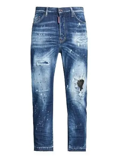 Dsquared2 Tapered Jeans With Leather Trims - Blue