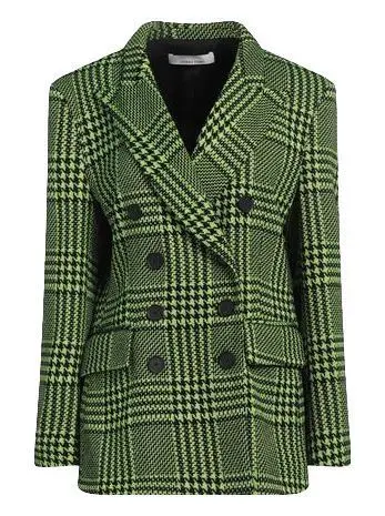 Liviana Conti Glen Plaid Double-breasted Blazer - Green