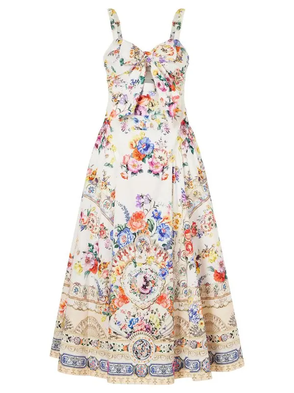 Camilla Ballerina Tie-detailed Floral-print Midi Dress - Multi