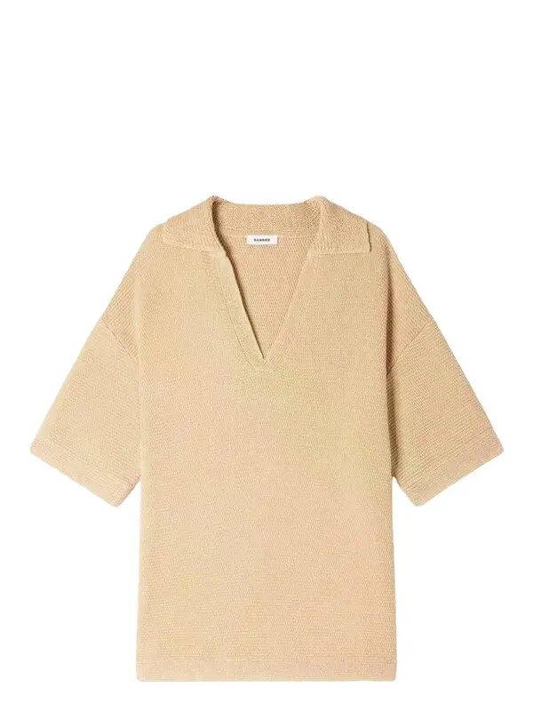 Sandro Jute-effect Polo Shirt - Neutrals