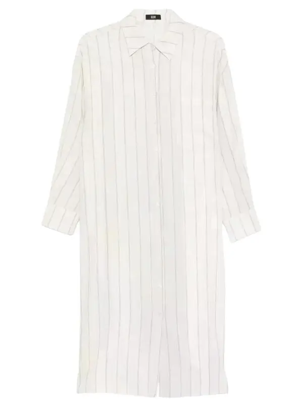 ELEH Striped Midi Shirt Dress - Neutrals
