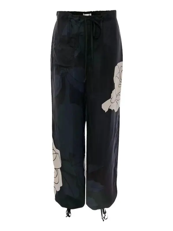Victoria Beckham Floral-print Cargo Trousers - Black
