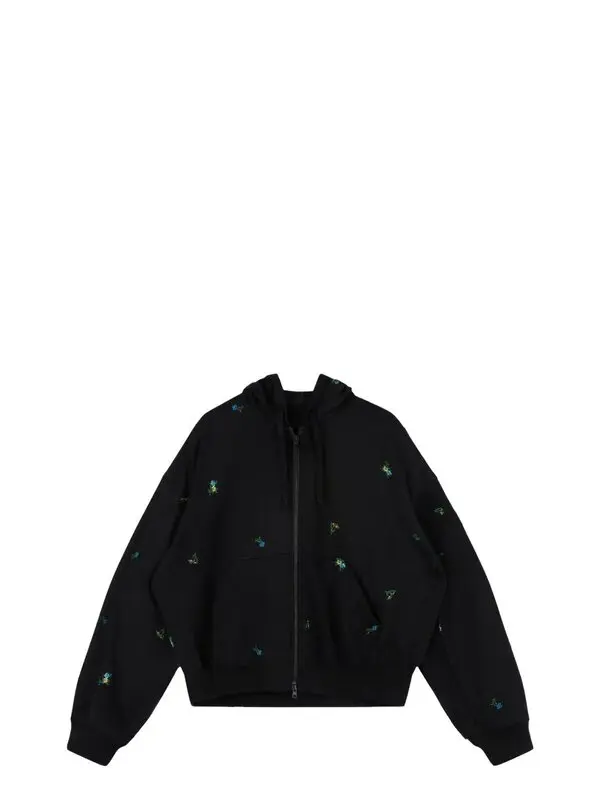 JNBY Floral-embroidered Hoodie - Black