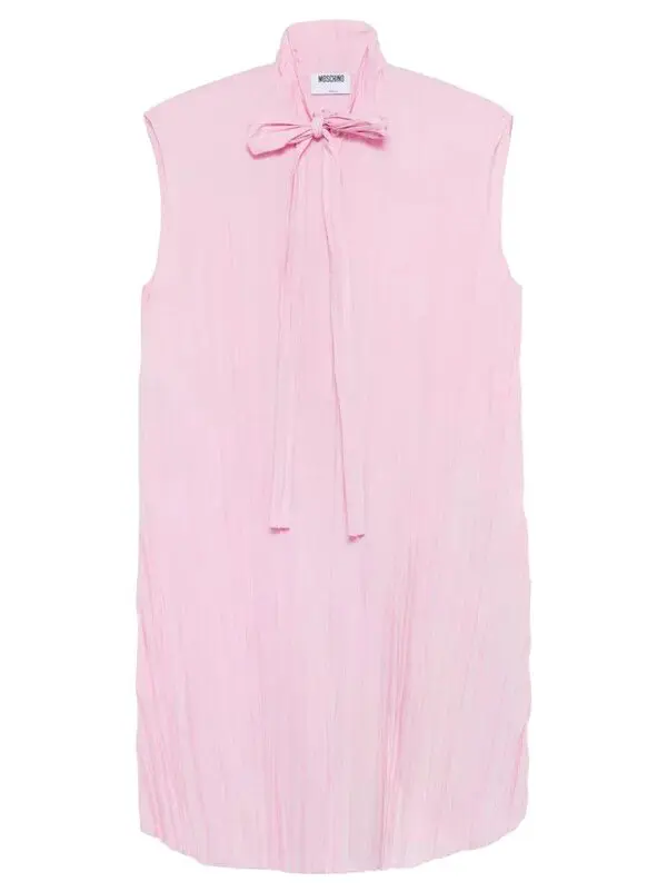 Moschino Pleated Mini Dress With Bow - Pink