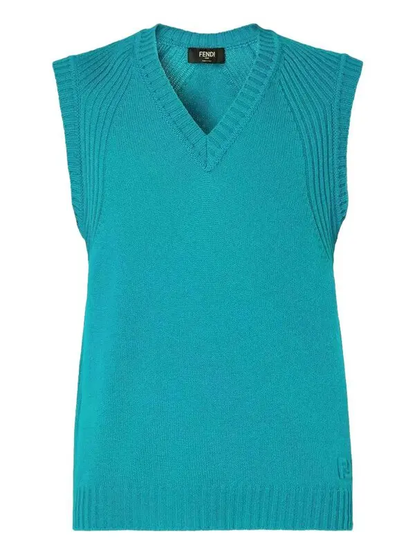 Fendi V-neck Knit Vest - Blue