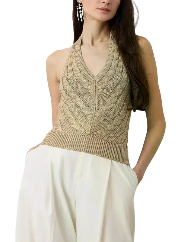 Ralph Lauren Cable-knit Backless Top - Brown