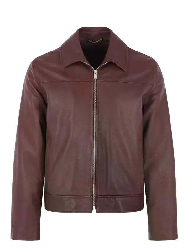 LARDINI Leather Zip-up Jacket - Red