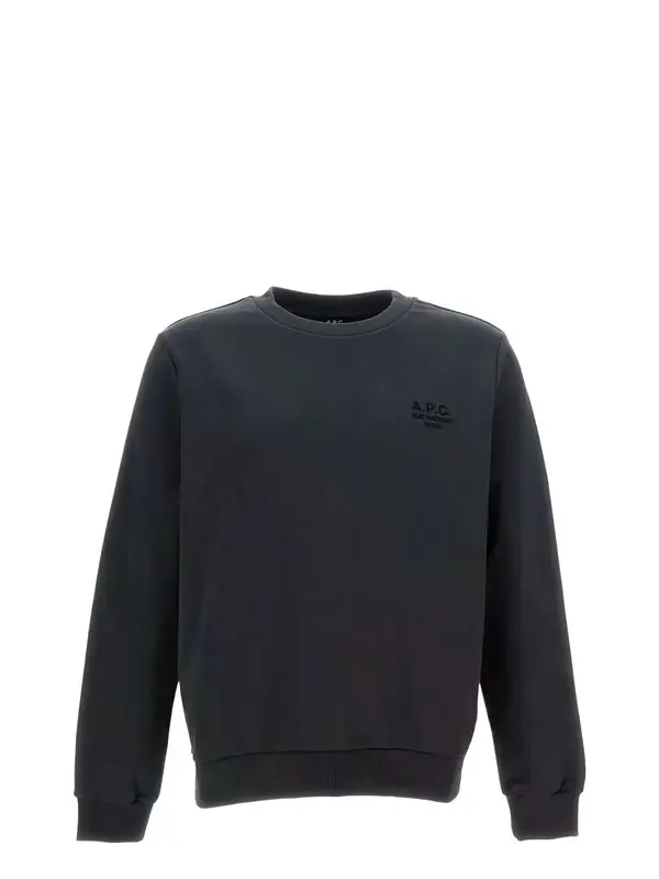 A.p.c. Ribbed Embroidered-logo Sweatshirt - Grey