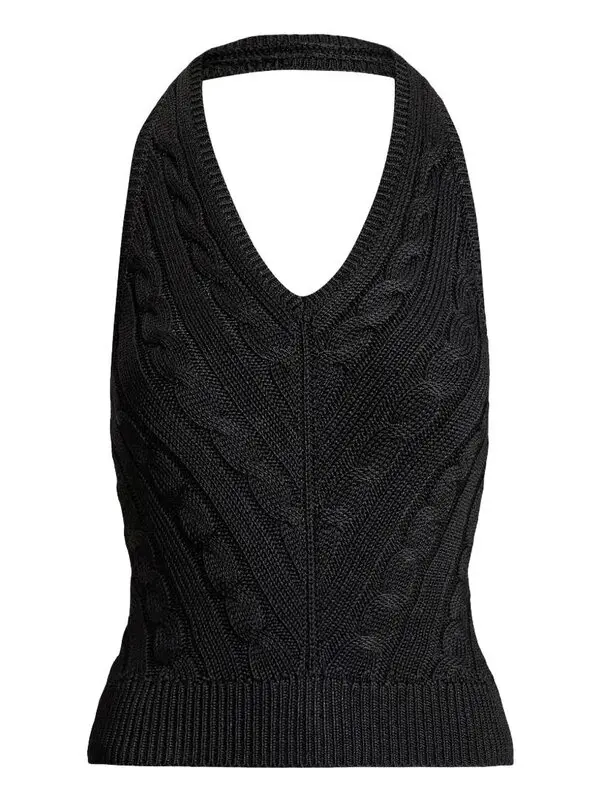 Ralph Lauren Cable-knit Halter Knitted Top - Black