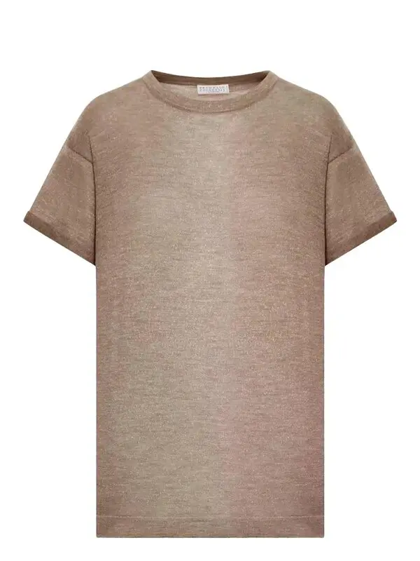 Brunello Cucinelli Crewneck Cashmere T-shirt - Neutrals