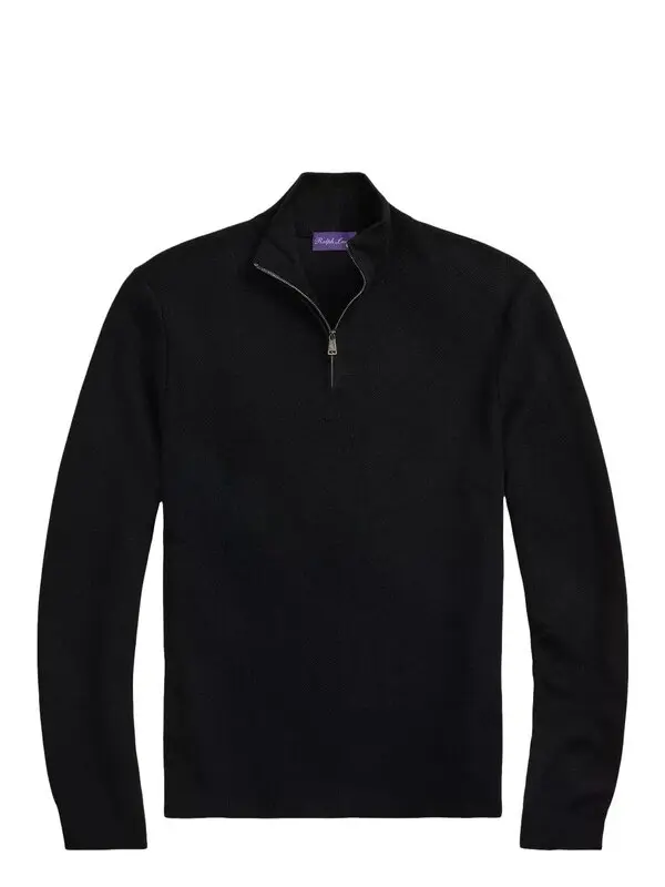 Ralph Lauren Purple Label Half-zip Wool Jumper - Black