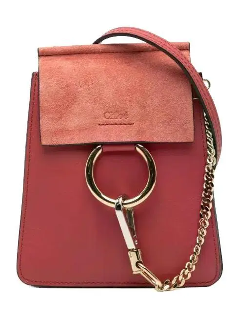 Chloé Mini Calfskin And Suede Faye Bracelet Satchel - Red
